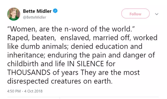 ベット・ミドラー人種差別主義者のツイート