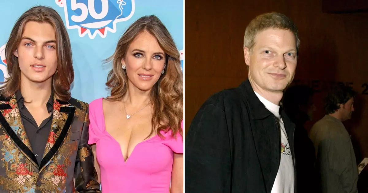 Elizabeth Hurley kaj Filo Damian Hurley Funebras la Morton de Steve Bing