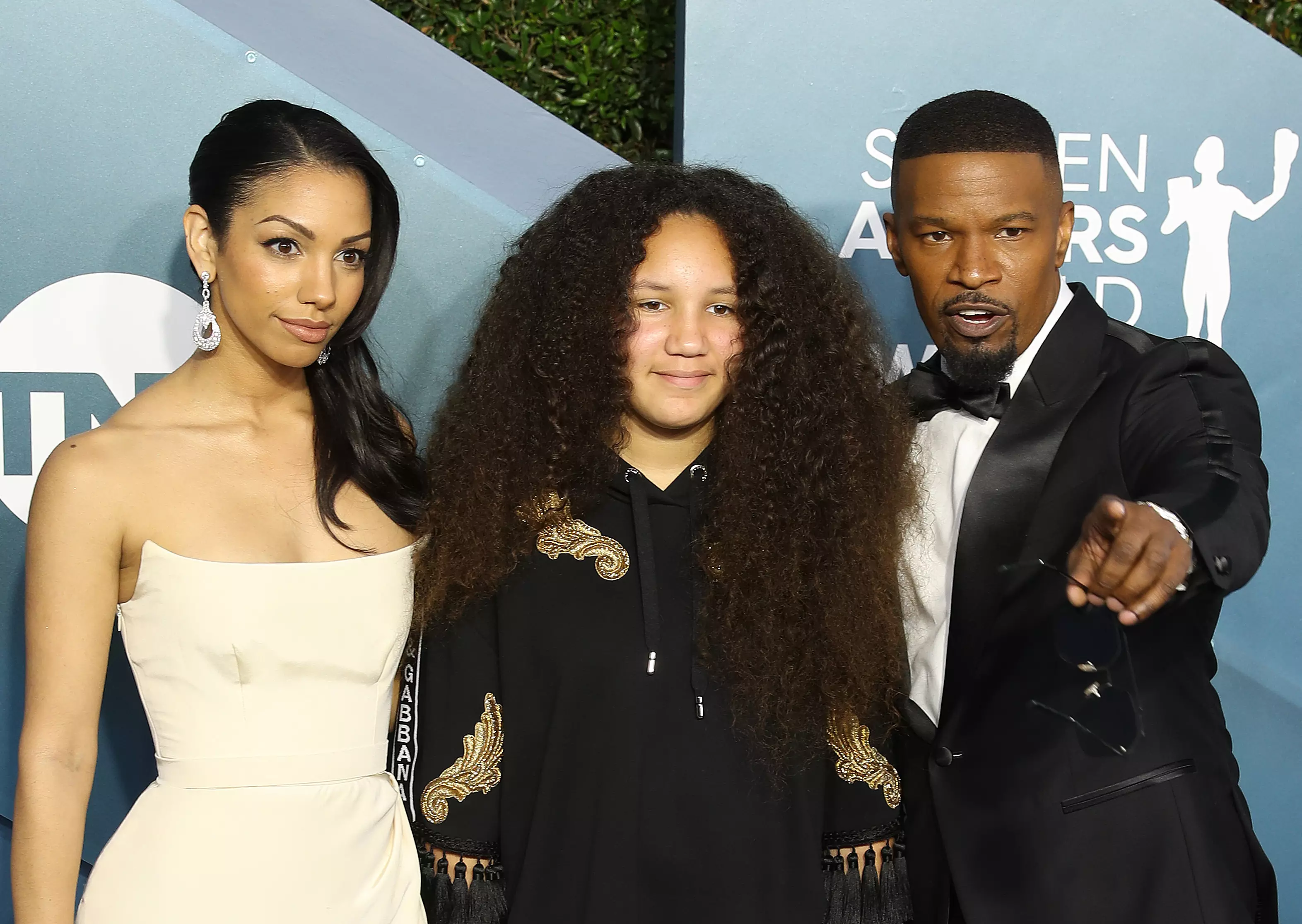 Corinne Foxx, Annalise Bishop og Jamie Foxx ved SAG Awards 2020