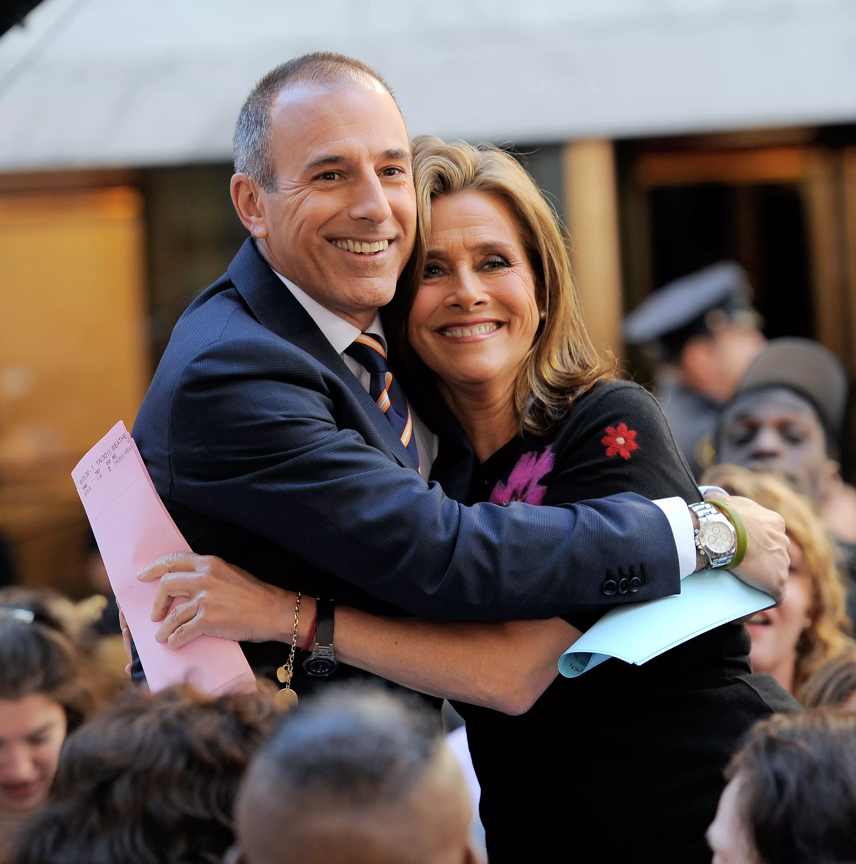 NBC 今日节目的联合主播 Matt Lauer 和 Meredith Vieira 在 NBC