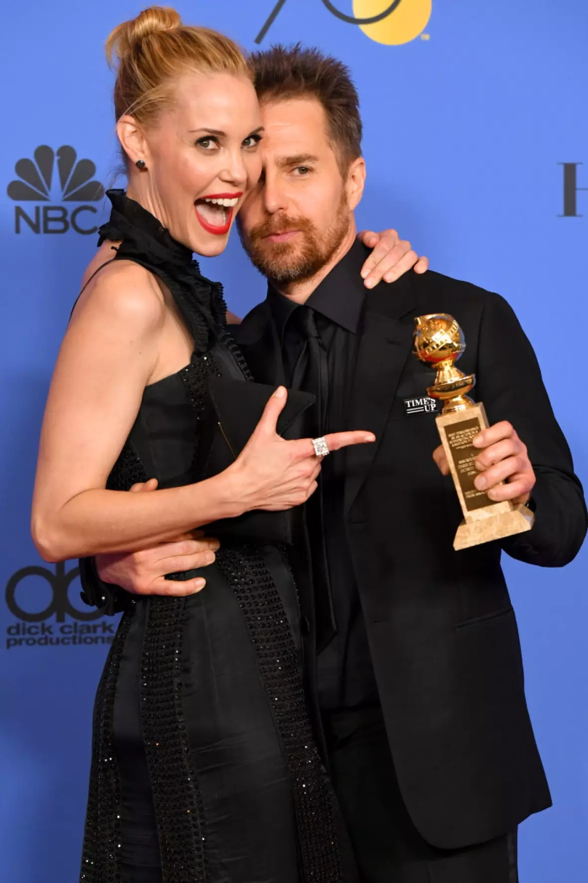 imej sam rockwell dan teman wanitanya leslie getty