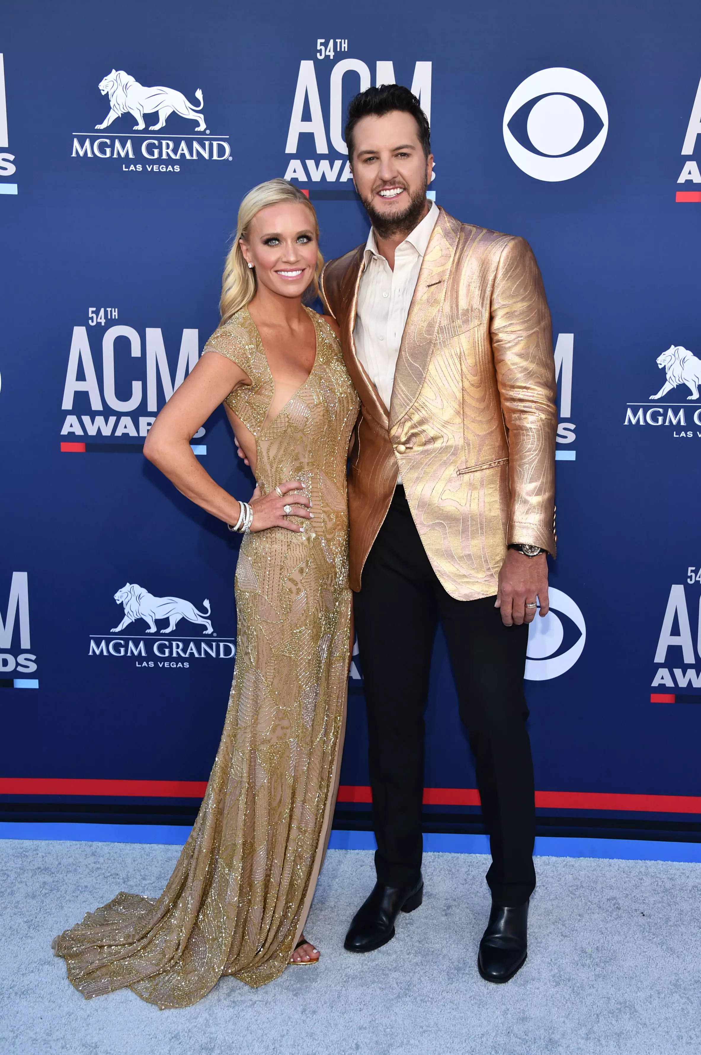 Caroline Boyer dan Luke Bryan menghadiri Academy Of Country Music Awards ke-54 di MGM Grand Hotel