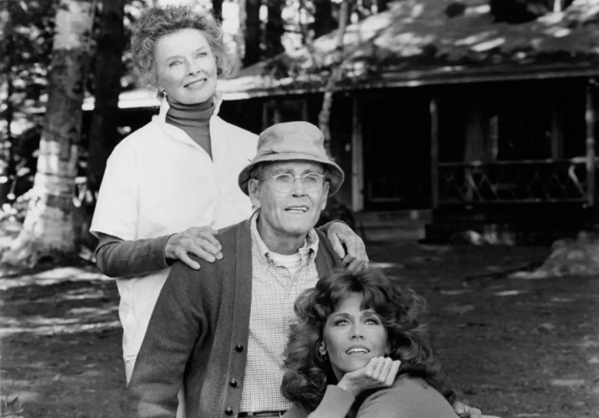 Jane mit Henry und Katharine Hepburn in „Am goldenen Teich“. (Bildnachweis: getty images)