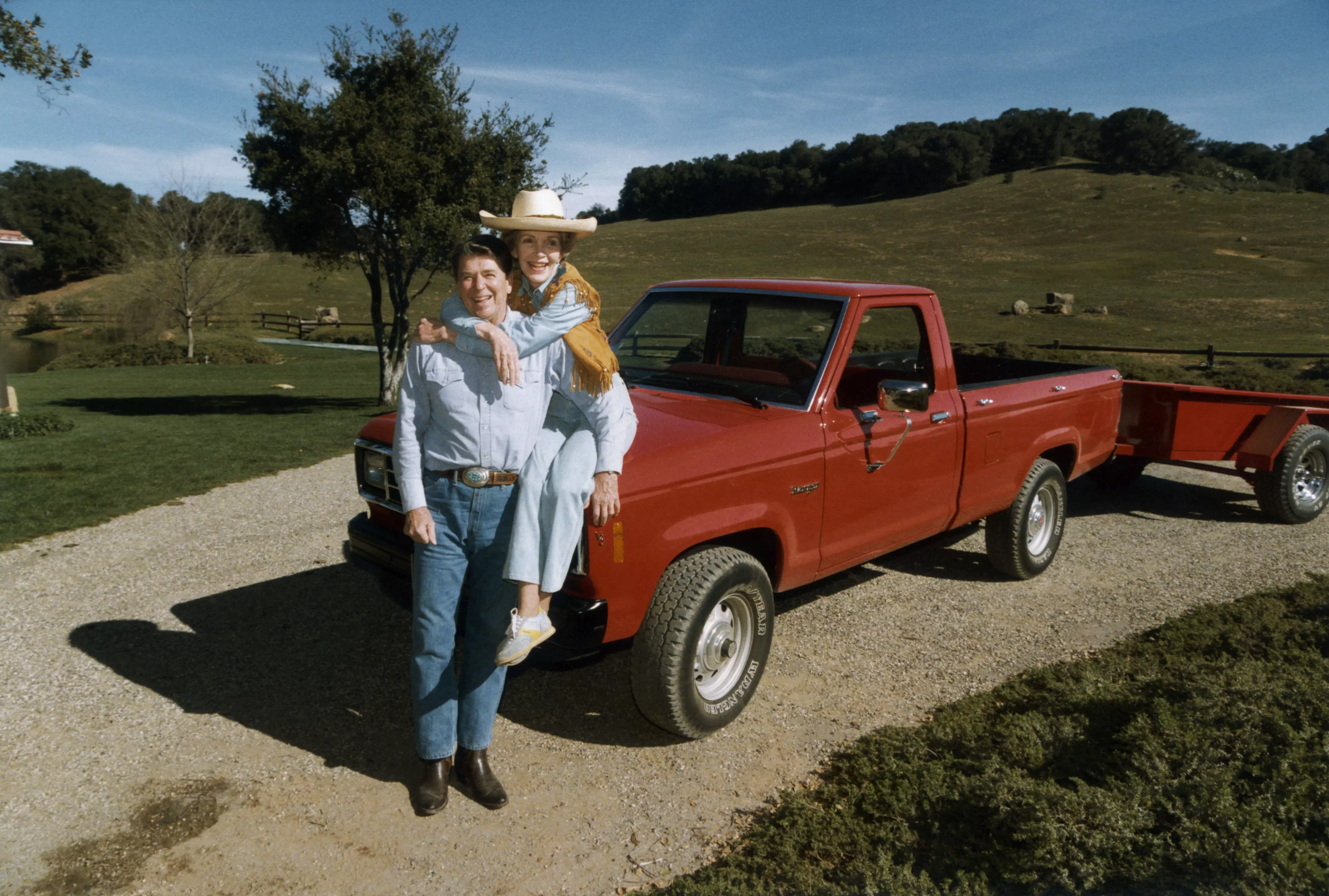 Ronald e a súa muller, Nancy no seu rancho. (Crédito da foto: Getty Images)